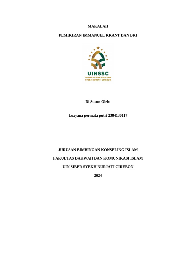 Pemikiran Immanuel Kkant Dan Bki | PDF