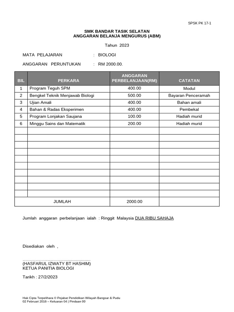 Anggaran Belanjawan 2023 | PDF