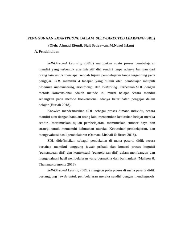Penggunaan Dalam (SDL) (Oleh: Ahmad Efendi, Sigit Setiyawan, M.Nurul Islam) A. Pendahuluan | PDF