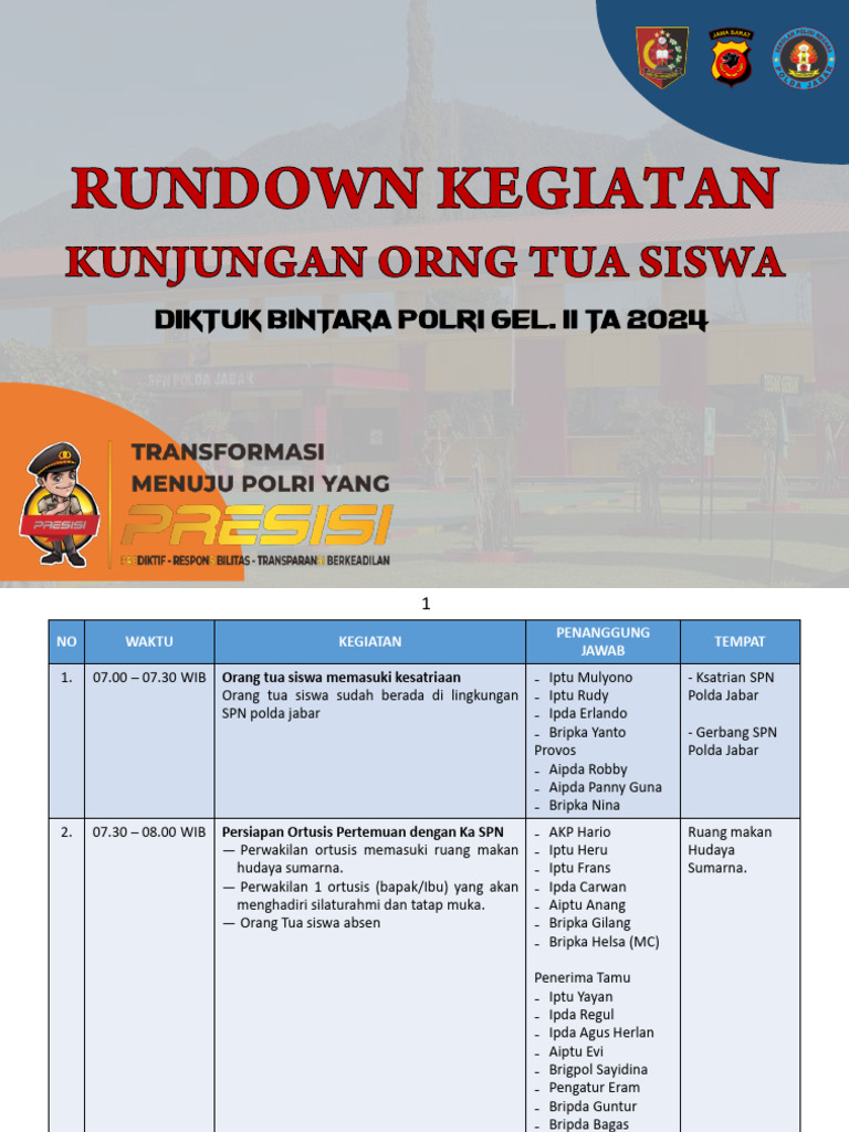 Rundown Kunjungan OrtuSis Gel. II TA 2024 | PDF