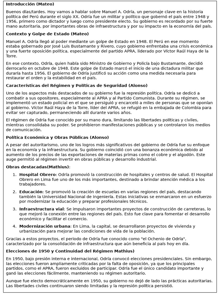 Manuel Odria PPT | PDF