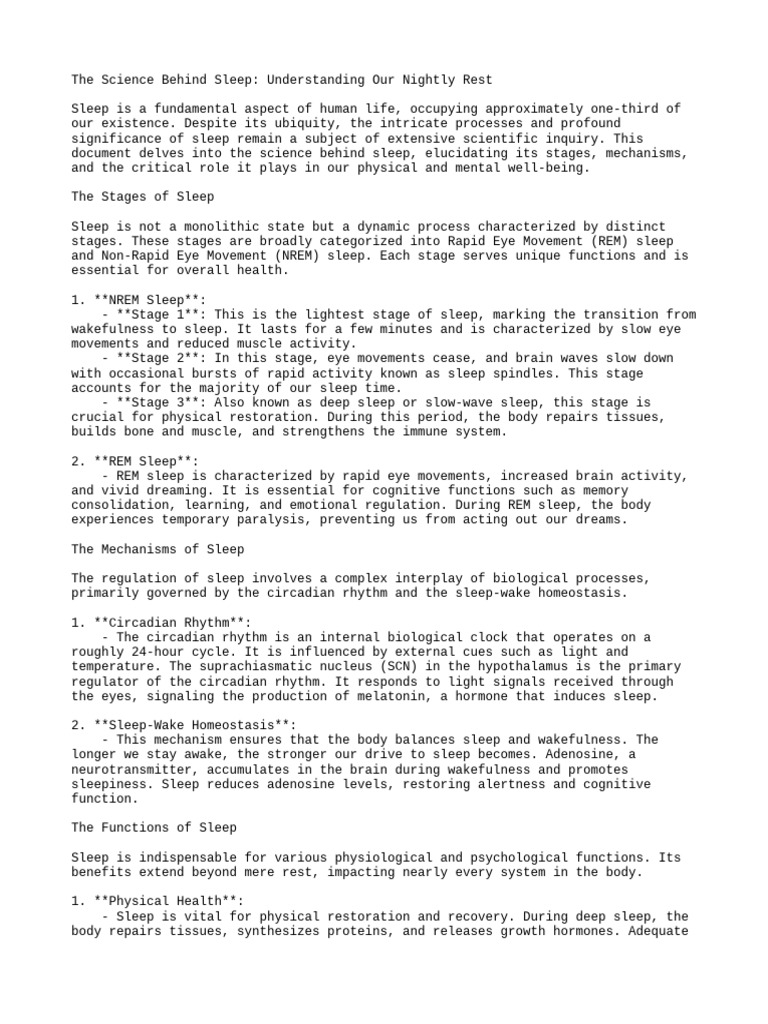 The Science Behind Sleep | PDF