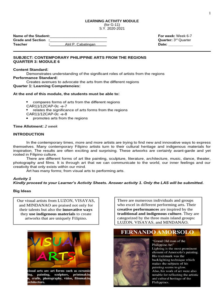Cpar Module 6 7 | PDF | The Arts | Philippines