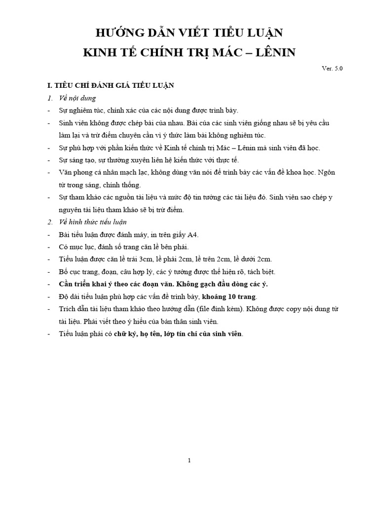 FTU Huong Dan Viet Va Nop Tieu Luan v5 | PDF