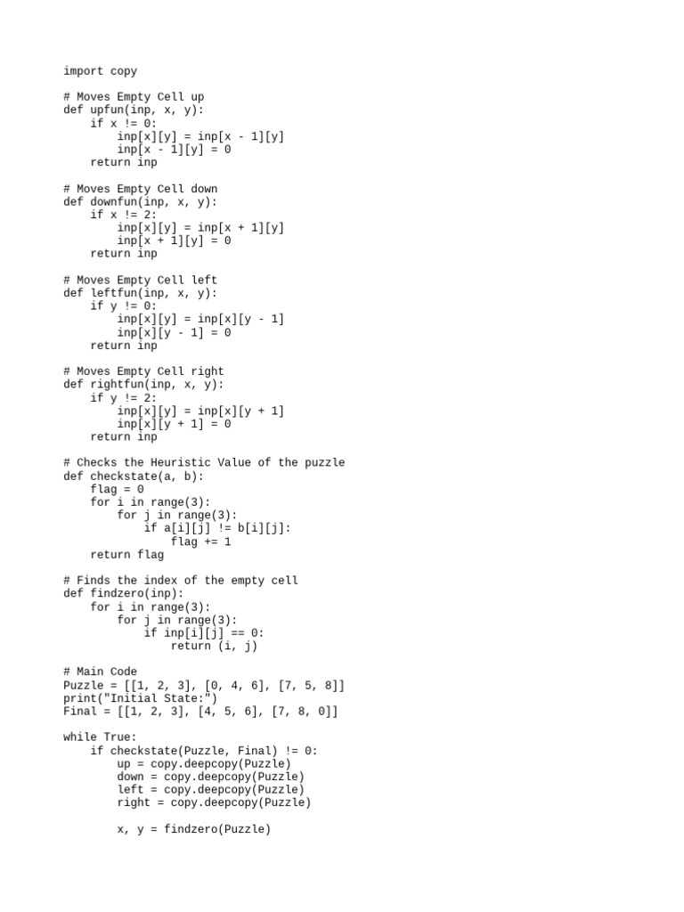 Modified 8-Puzzle | PDF