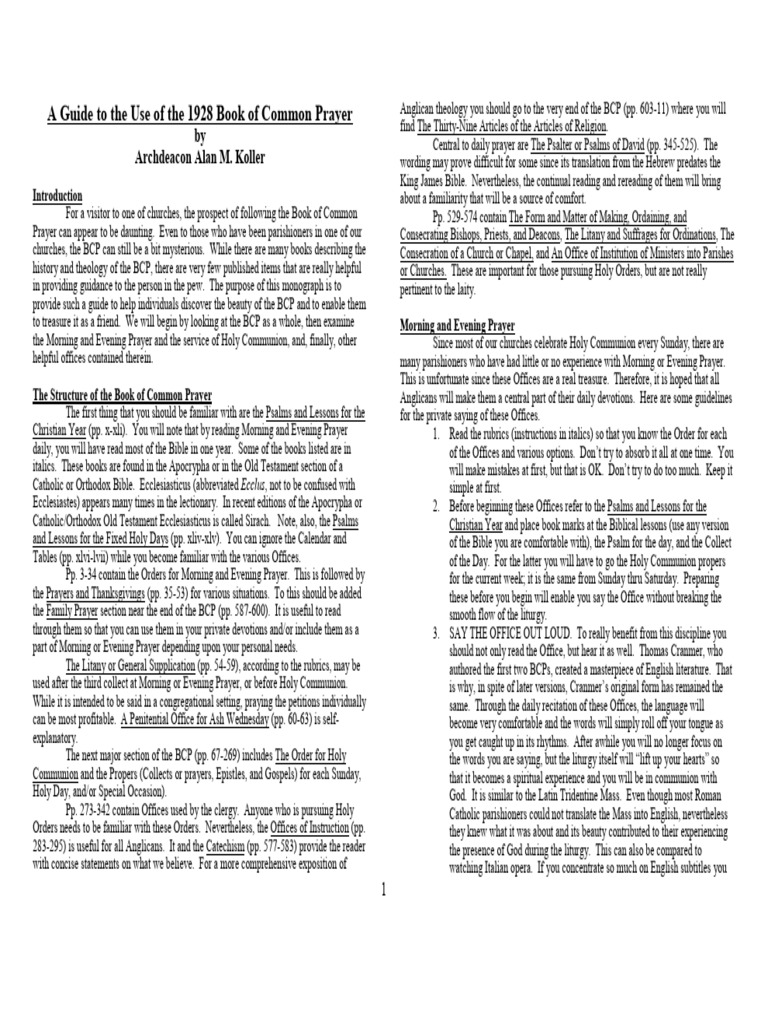 A Guide to the Use of the 1928 BCP | PDF