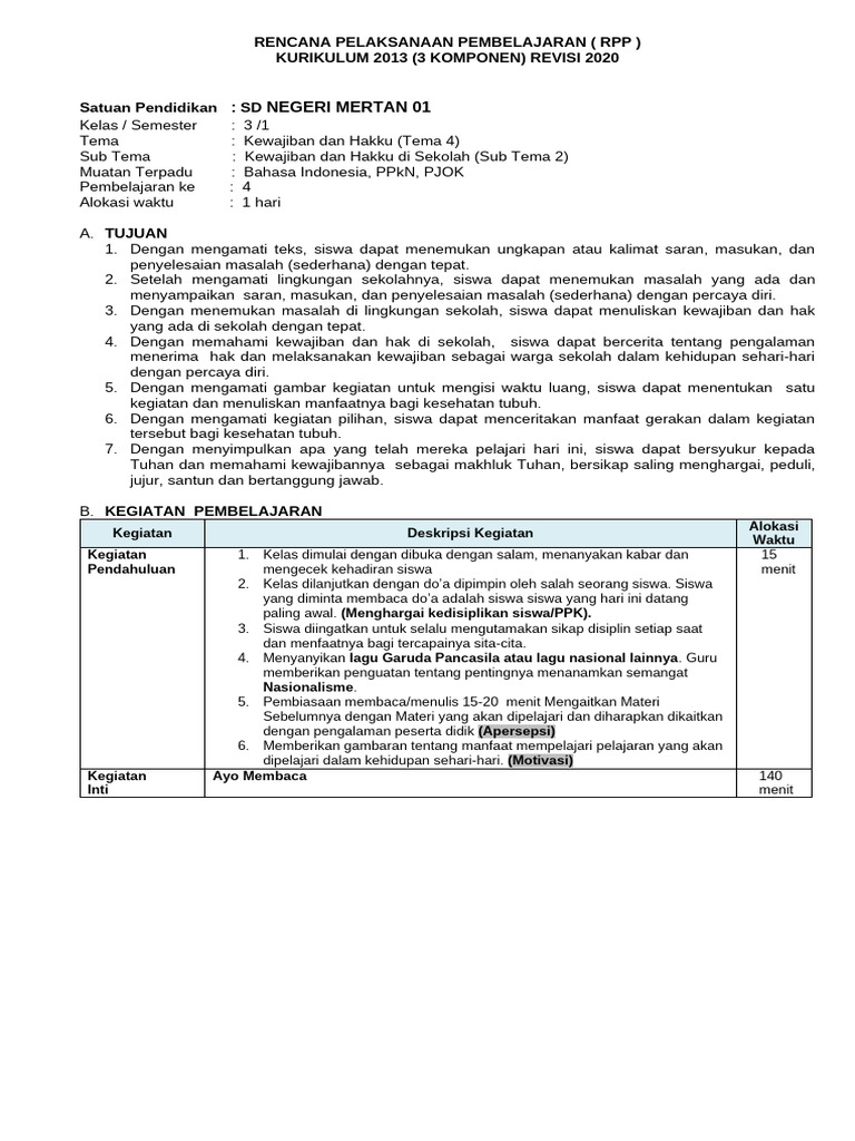 Negeri Mertan 01: Rencana Pelaksanaan Pembelajaran (RPP) Kurikulum 2013 ...