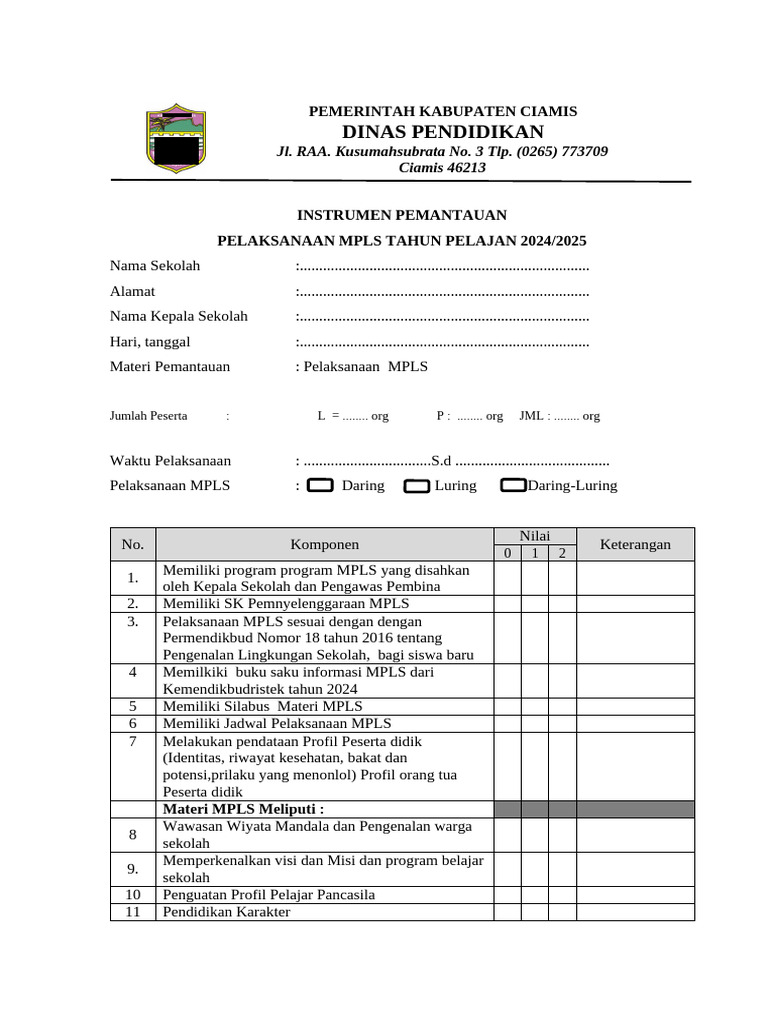 Instrumen Pemantauan MPLS 2022 | PDF | Karier & Perkembangan | Bisnis