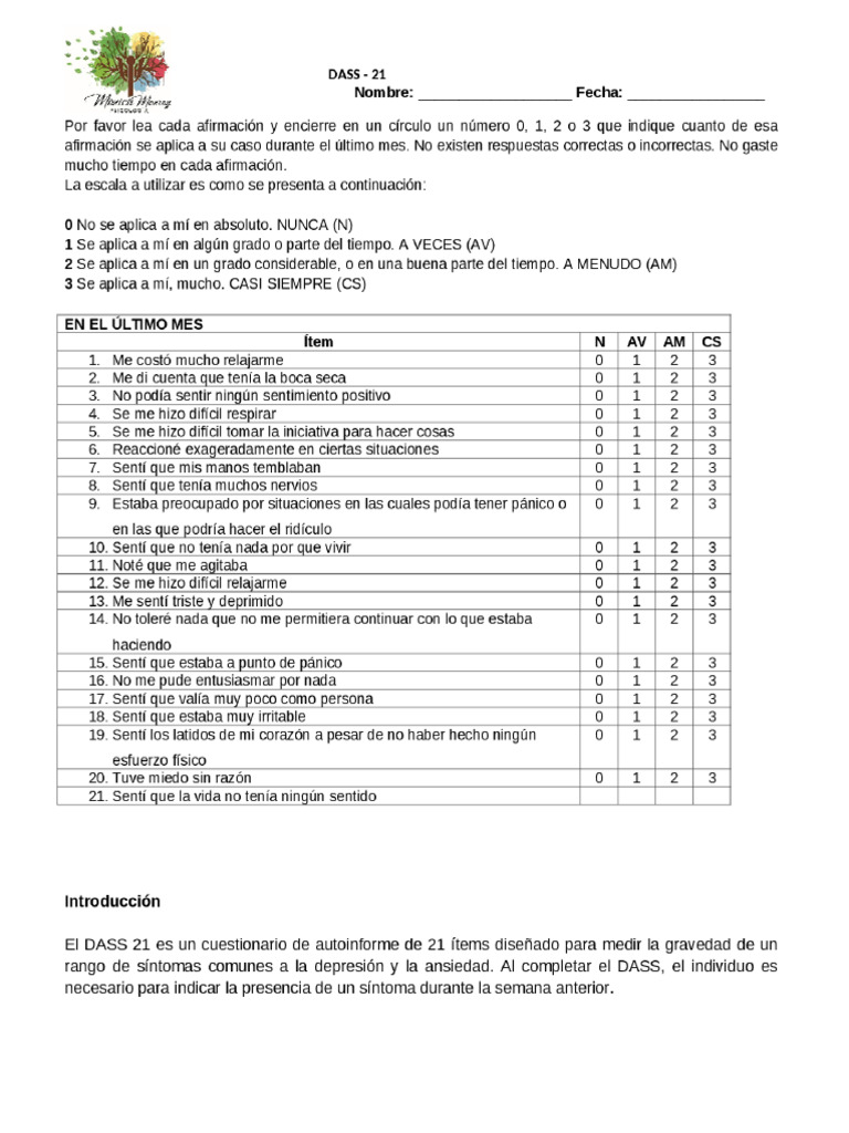 Escala DASS 21 | PDF