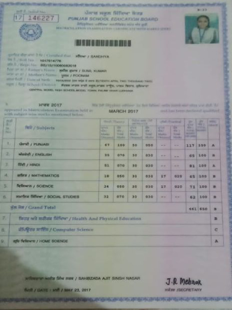 Class 10th Marksheet | PDF