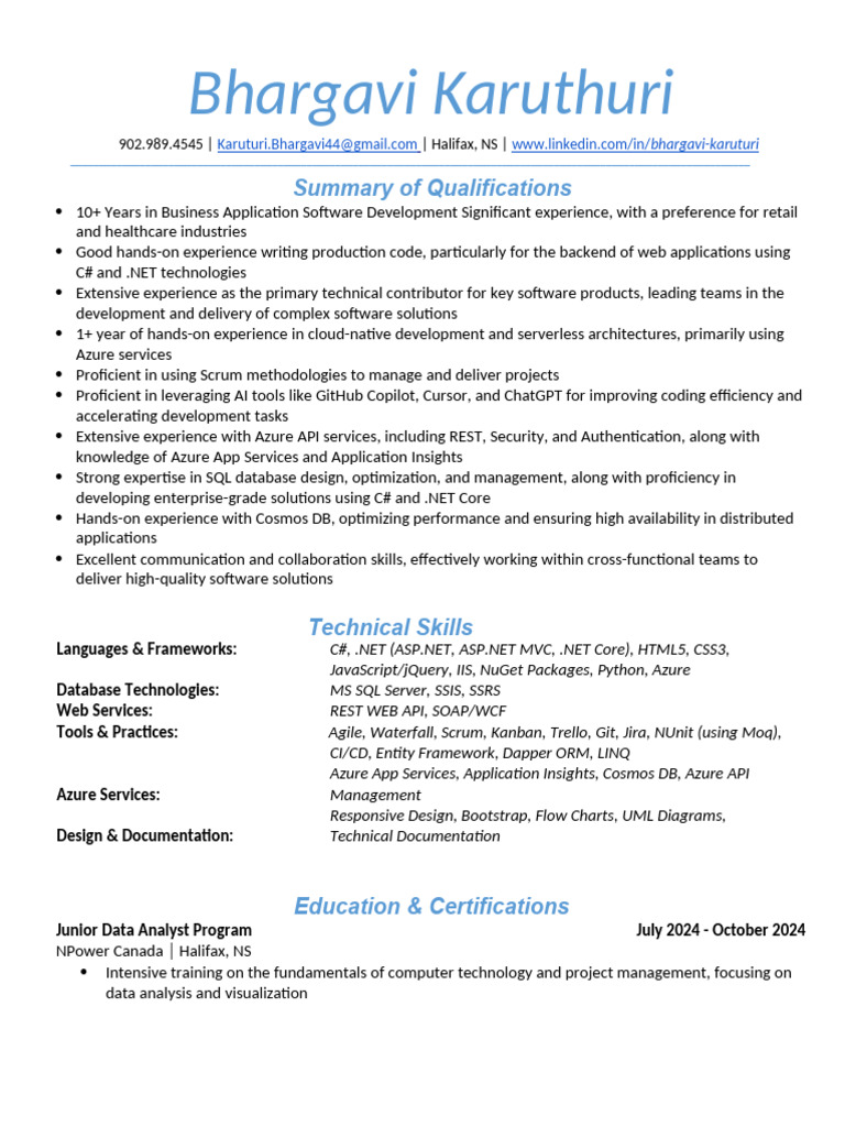 SeniorFullStackDeveloper - Bhargavi Karuthuri - Resume | PDF