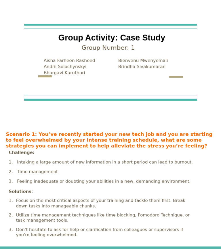 Group 1 Case Study - Stress Management Template | PDF