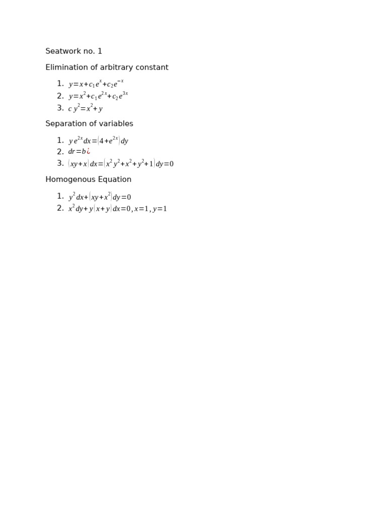 Seatwork No.1 (De) | PDF