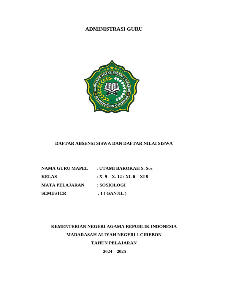 Cover Administrasi Guru | PDF | Language Arts & Discipline