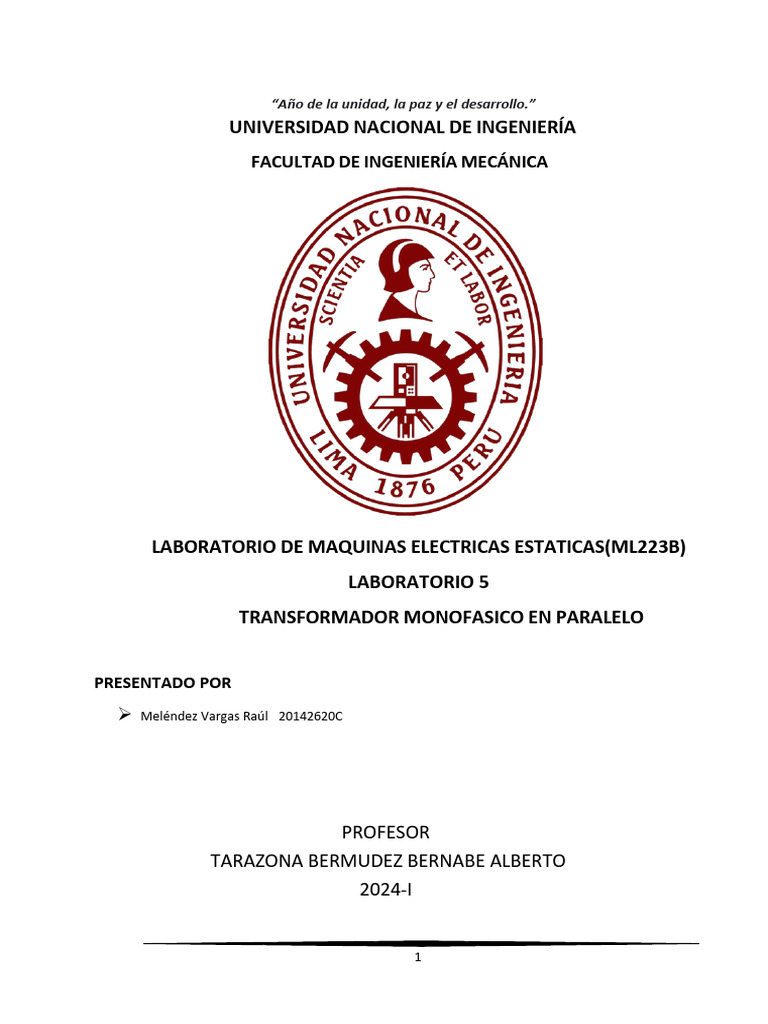 Lab-05 Grupo-01 Transformadores Monofásicos en Paralelo | PDF