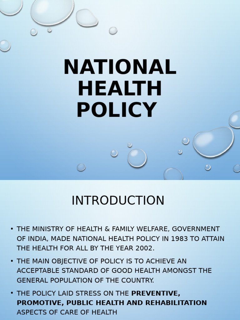 National Health Policy, Public Healthact, Sustainable Development Goals ...