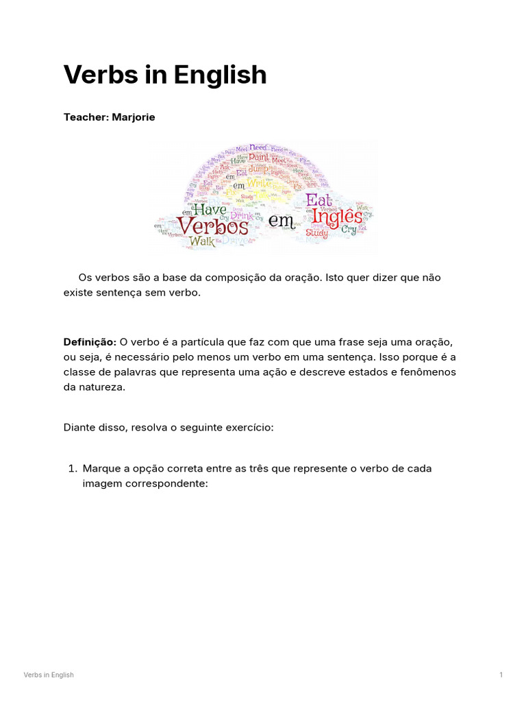 Verbs In English Pdf