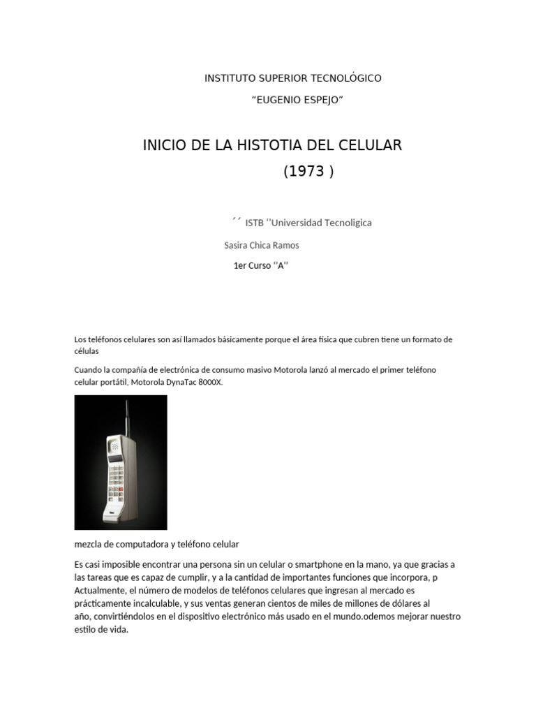 Inicio de La Histotia Del Celular | PDF | Telefonía móvil | 3 G