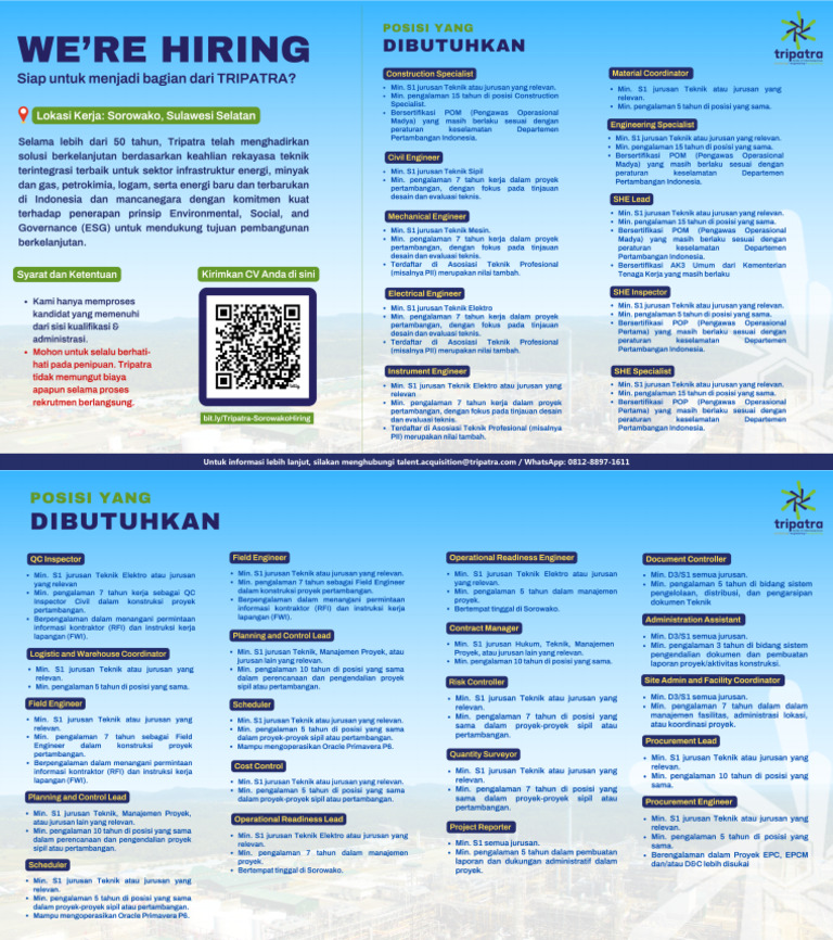 Lowongan Kerja Tripatra | PDF