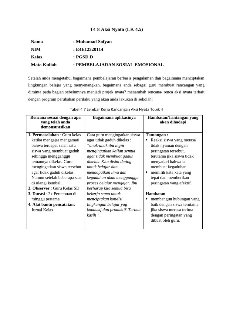 T4-8 Aksi Nyata (LK 4.5) Muhamad Sofyan | PDF