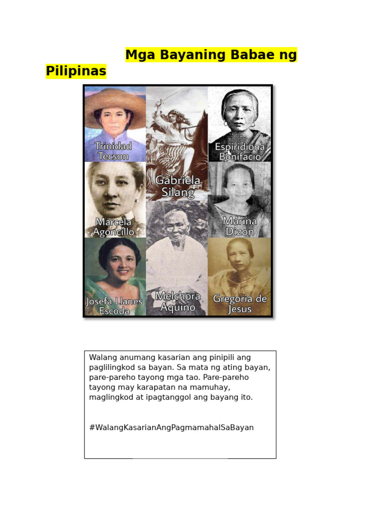 Bayaning Babae Sa Pilipinas Isang Tunay Na Bagong Babaeng Bayani Ng