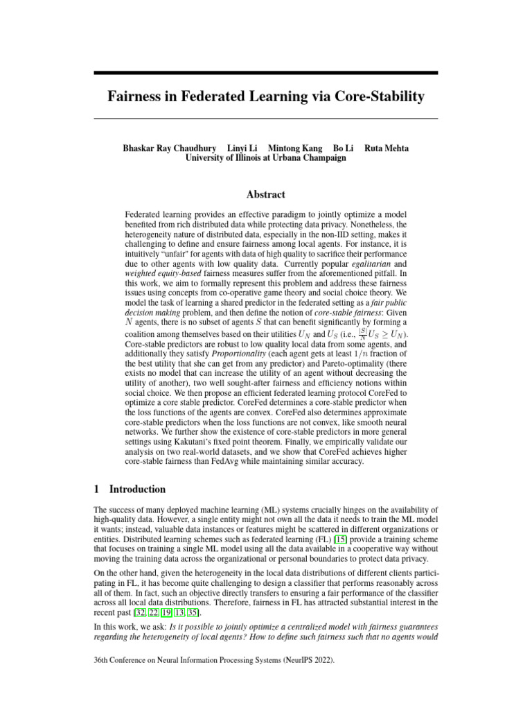 22-Fairness in Federated Learning Via Core-Stability | PDF 22-Fairness in Federated Learning Via Core-Stability | PDF