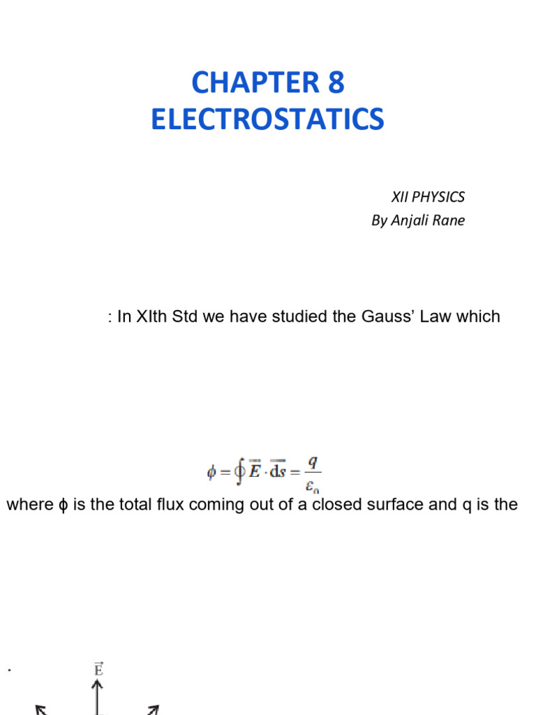 XII L 8 Electrostatics | PDF