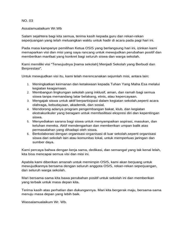 Orasi Ketua Osis | PDF