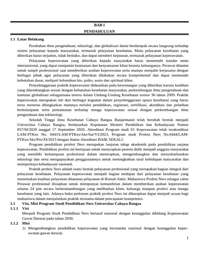 Buku Panduan Pendidikan Profesi Ners Ta. 2024-2025 | PDF