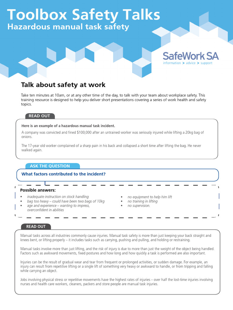 Toolbox-Safety-Talks-Hazardous-manual-task-safety | PDF