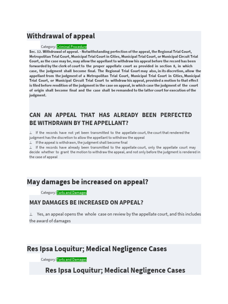 Withdrawal of Appeal | PDF