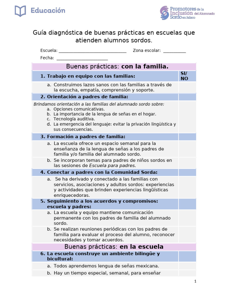 Guía de Buenas Prácticas en Escuelas Que Atienden Alumnos Sordos. | PDF