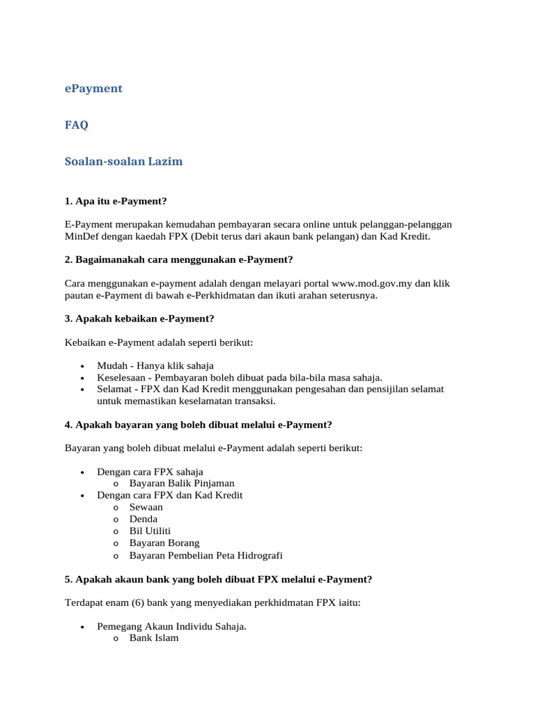 Epayment - FAQ | PDF