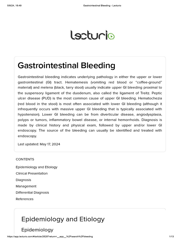 Understanding Gastrointestinal Bleeding | PDF | Gastrointestinal Tract ...