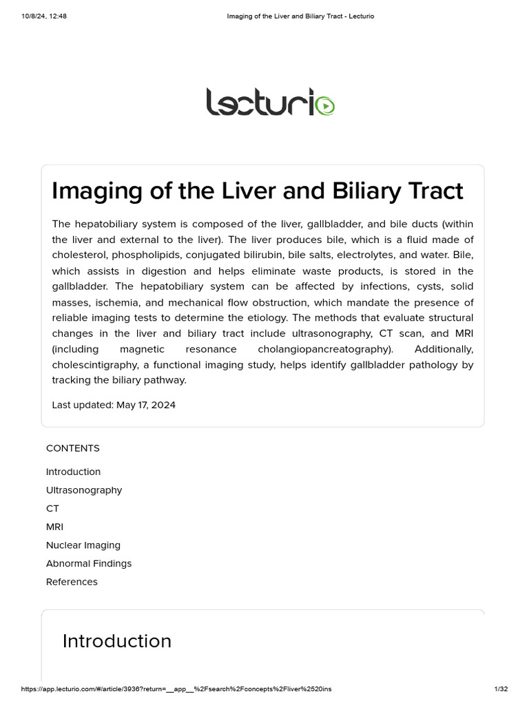 Imaging of The Liver and Biliary Tract | PDF | Medical Imaging | Liver