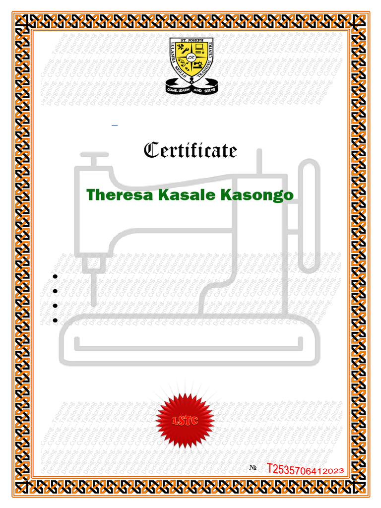 Tailoring Certificate 2023 | PDF