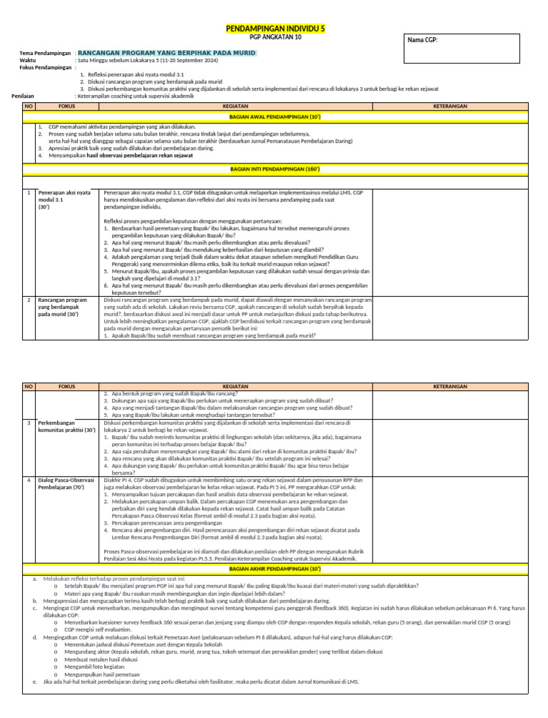 Pendampingan Indvidu 5 - A10 | PDF