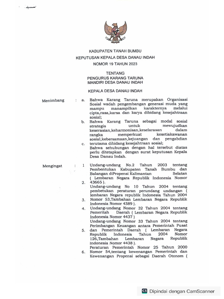 SK Karang Taruna Desa Danau Indah | PDF