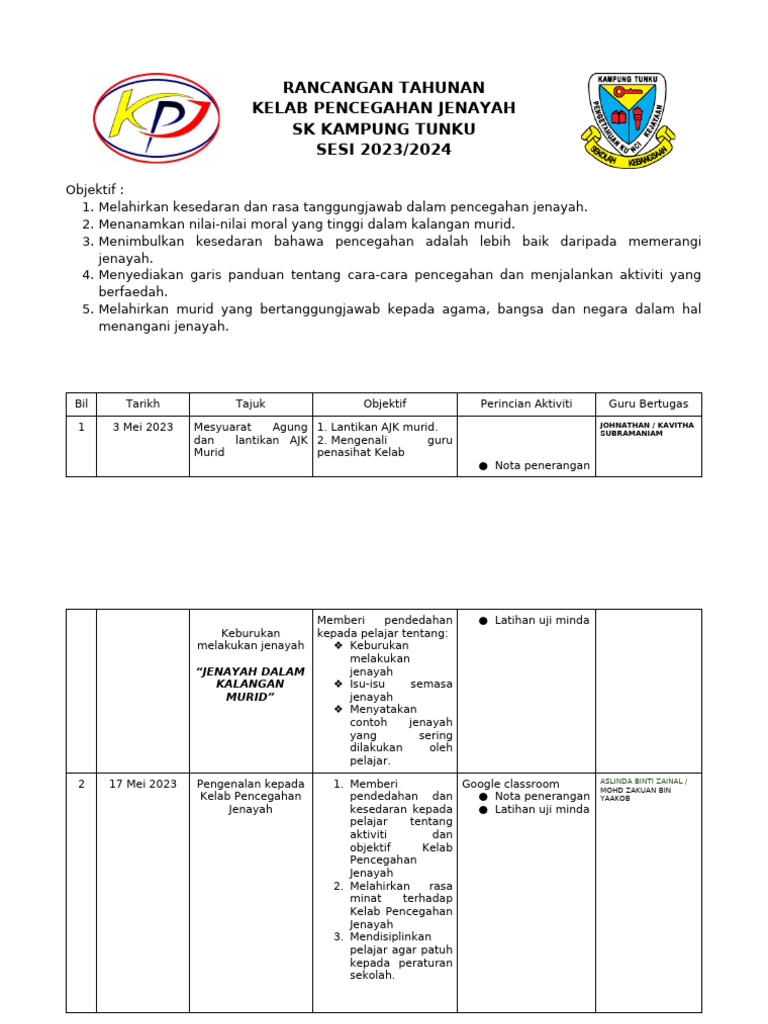 Takwim KPJ 2023 - 2024 | PDF