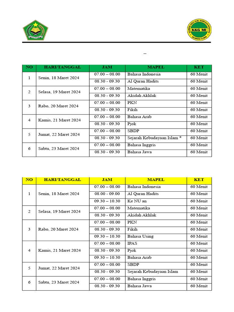 Jadwal PTS Genap Dan Try Out 6 2024 | PDF