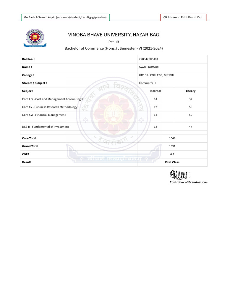 university result page __ | PDF university result page __ | PDF