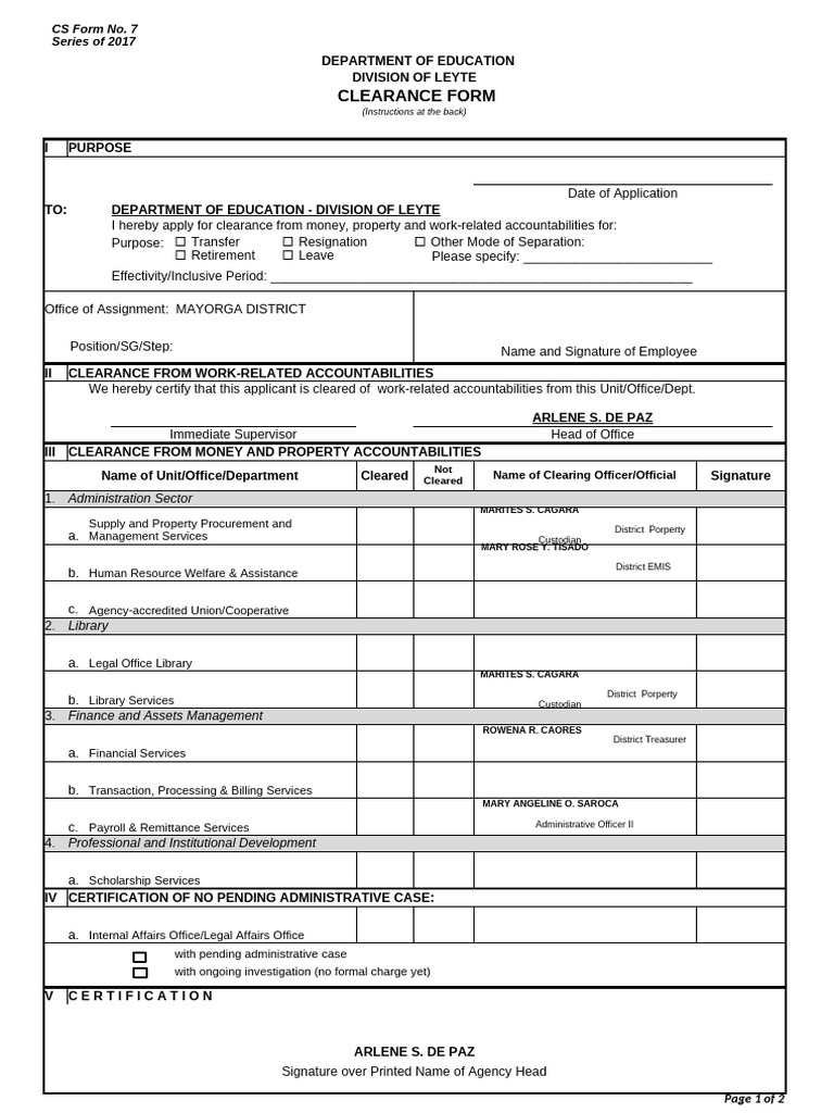 District Clearance 1 | PDF
