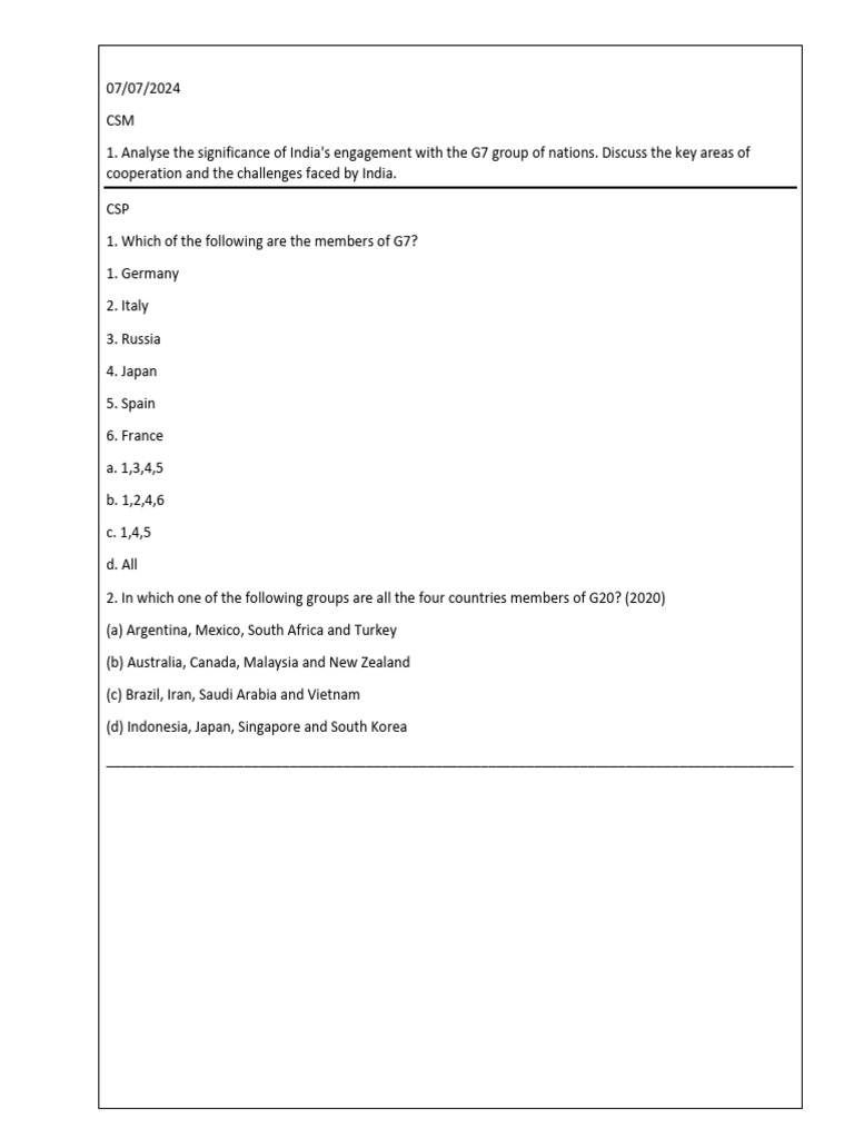 G7 Answer | PDF