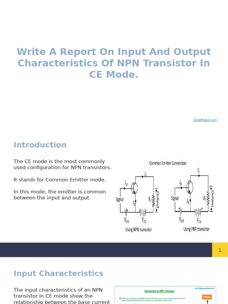 Write A Report On Input and Output Characteristics of NPN Transistor in CE Mode. | PDF