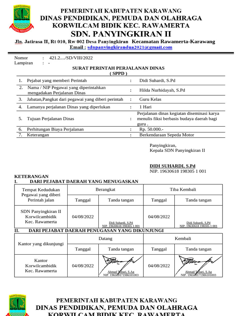 SPPD 1 LEMBAR Lainnya | PDF