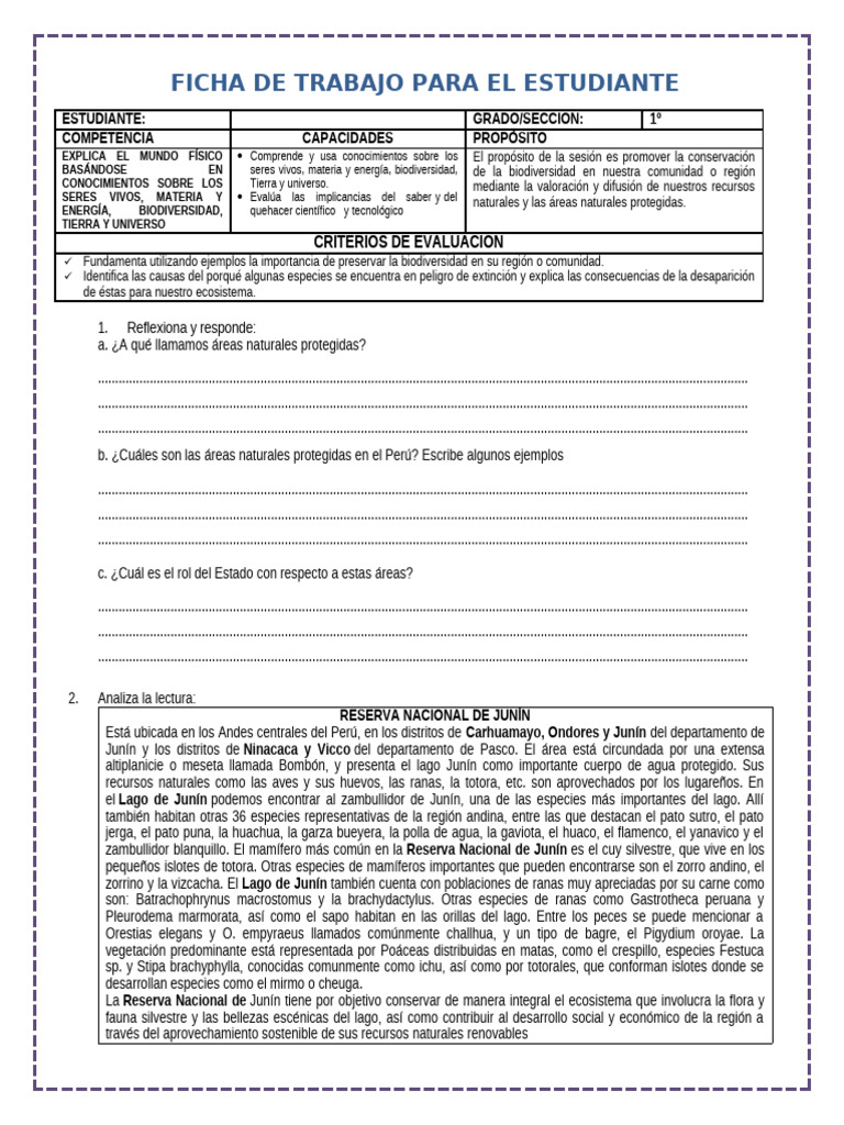 Unidad 5 - Ficha - Sem 3 - Ciencia 1° | PDF