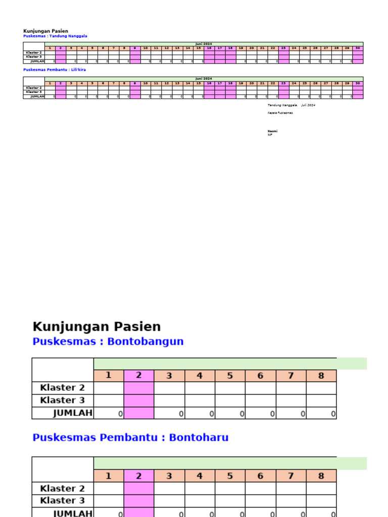 Data Jumlah Kunjungan Pasien Per Hari | PDF
