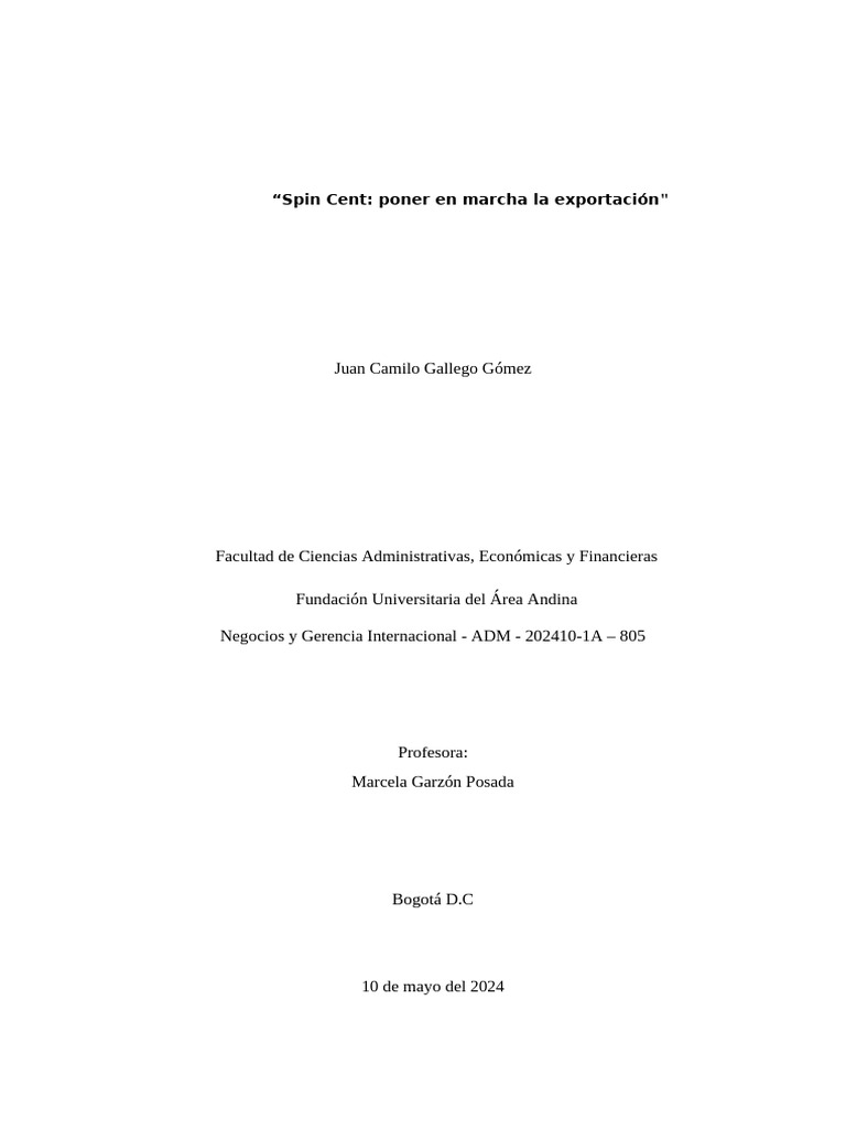 Eje 3-SpinCent Poner en Marcha La Exportación | PDF