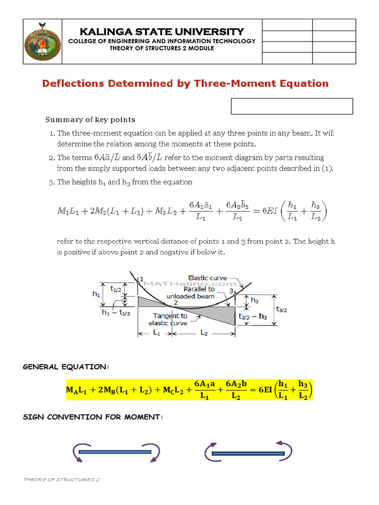 Module 7 - Three Moment Equation (3) With Settlements | PDF
