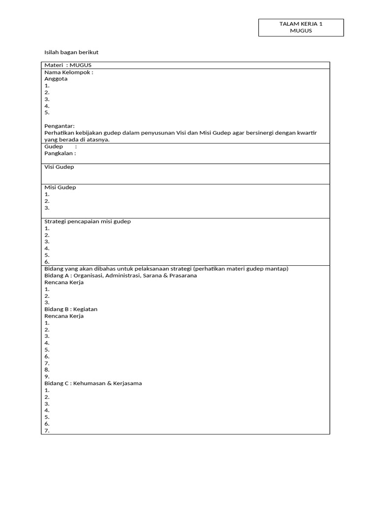 Talam Kerja KPGD | PDF